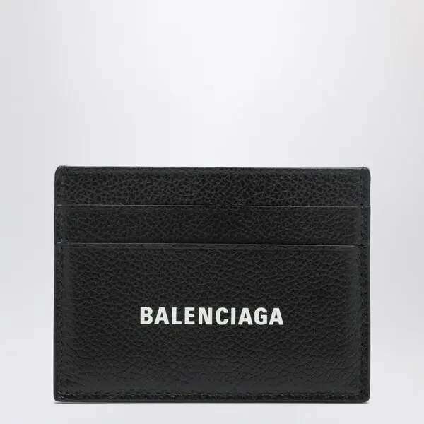 Balenciaga Cash Card Holder In Grained Leather - Black