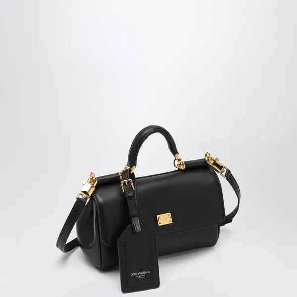 Dolce & Gabbana Mini Sicily Handbag In Grained Leather - Black
