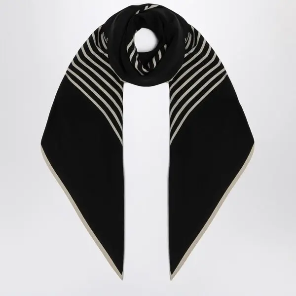 TOTEME Silk Scarf With Central Monogram - Black
