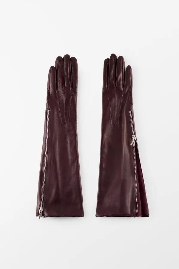 Arakii Elbow Length Leather Gloves - Burgundy