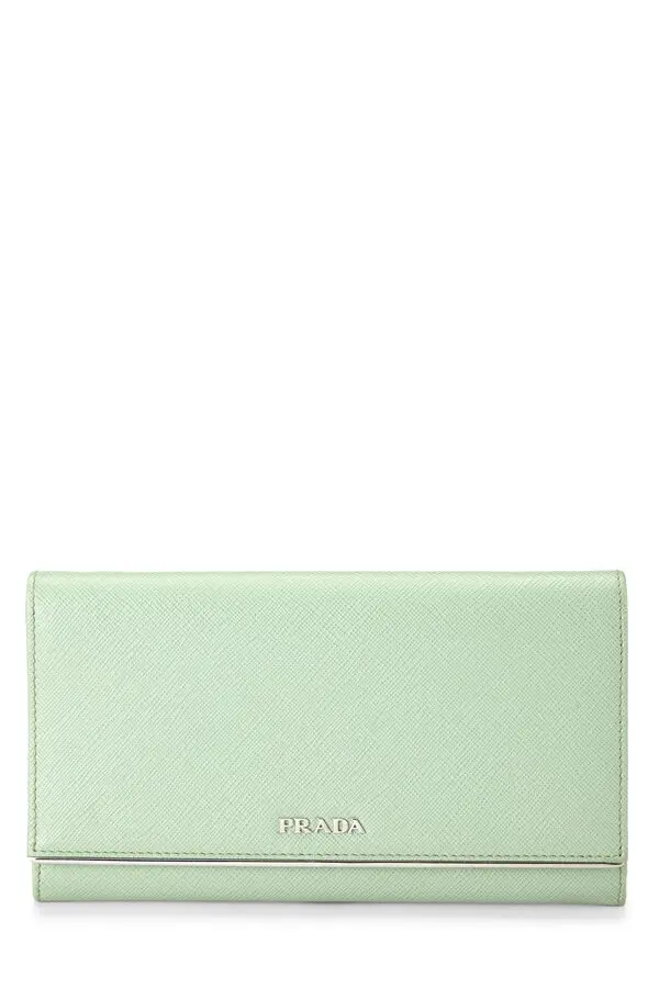 Prada Saffiano Wallet On Chain - Green