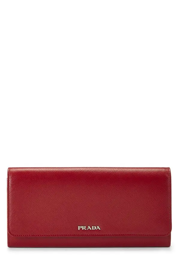 Prada Saffiano Wallet On Chain - Red