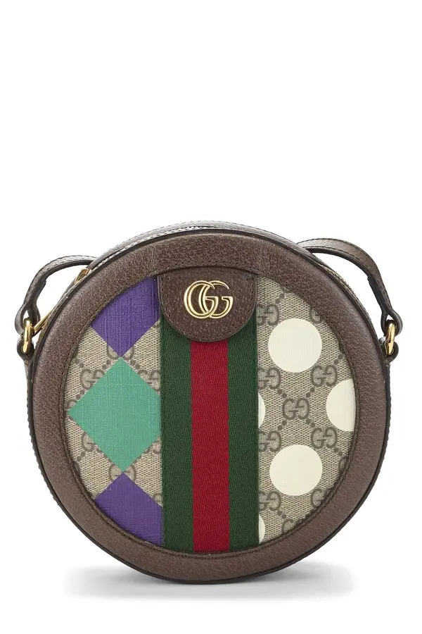 Gucci Gg Supreme Ophidia Round Bag - Beige