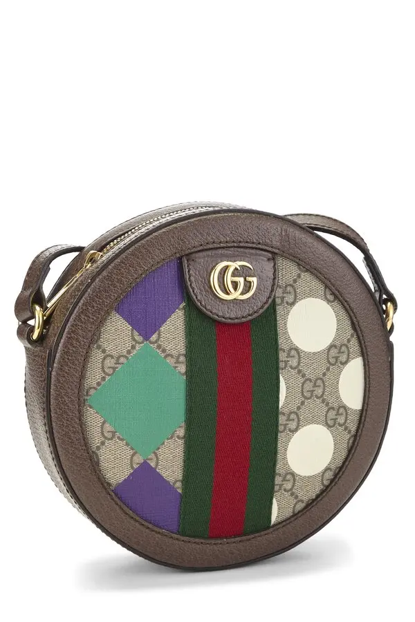Gucci Gg Supreme Ophidia Round Bag - Beige