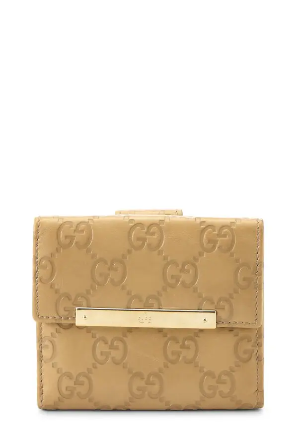 Gucci Ssima French Flap Wallet - Beige
