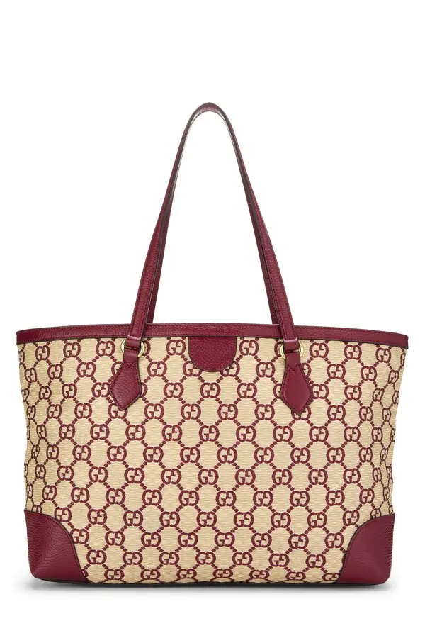 Gucci Ophidia Straw Tote - Red