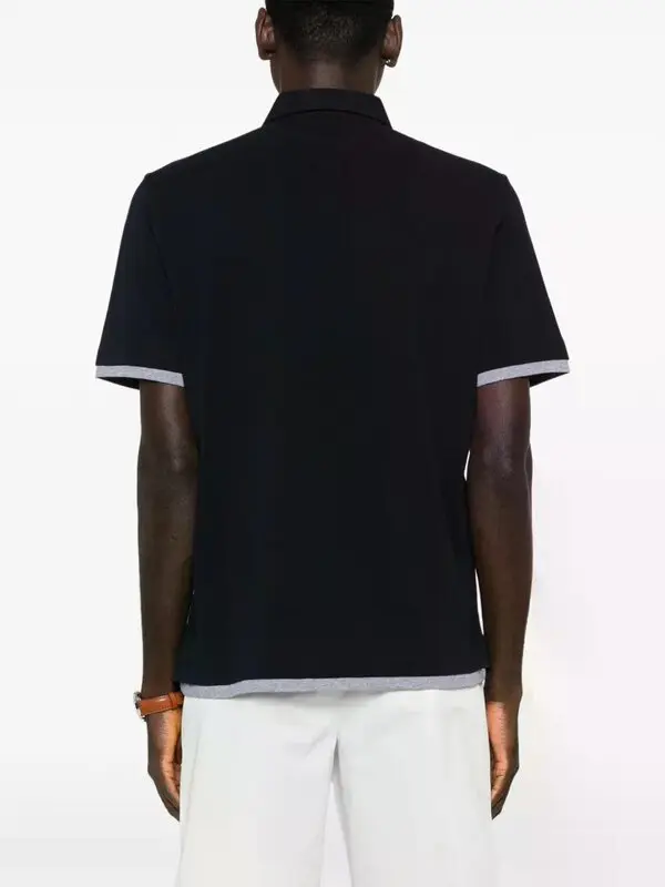 Brunello Cucinelli Buttoned Trim Polo Shirt - Blue