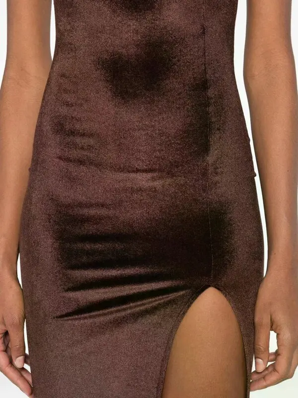 ATU BODY COUTURE Halterneck Maxi Dress With Leg Slit - Brown