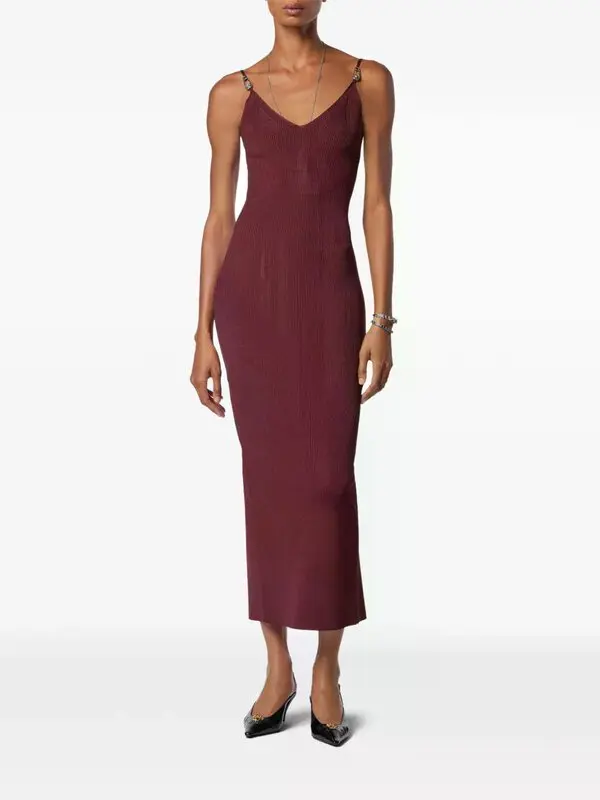 Versace Safety-pin Ribbed Midi Dress