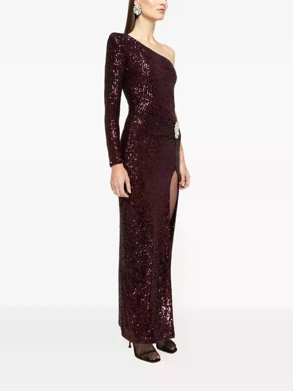NISSA Sequin-embellished One-shoulder Maxi Dress