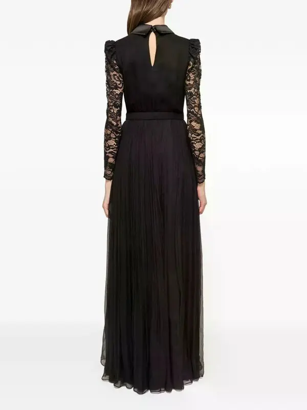 NISSA Lace Pleated Maxi Dress