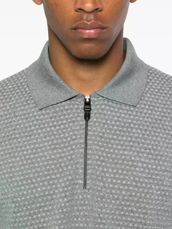 Canali Polo-collar Merino Wool Sweater - Grey