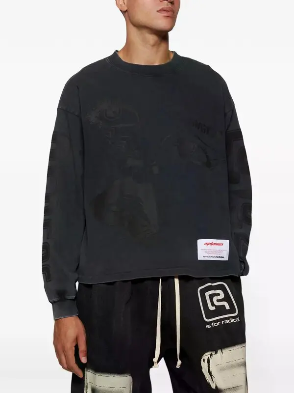 RRR123 Graphic-print Long-sleeved Sweatshirt - Black