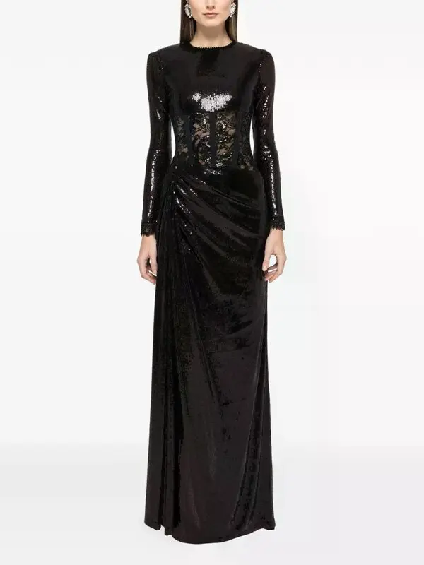 NISSA Sequin Lace Maxi Dress