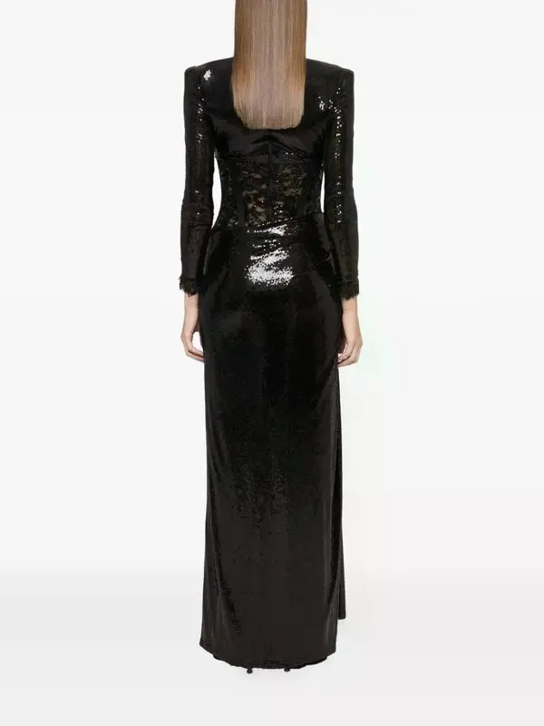 NISSA Sequin Lace Maxi Dress