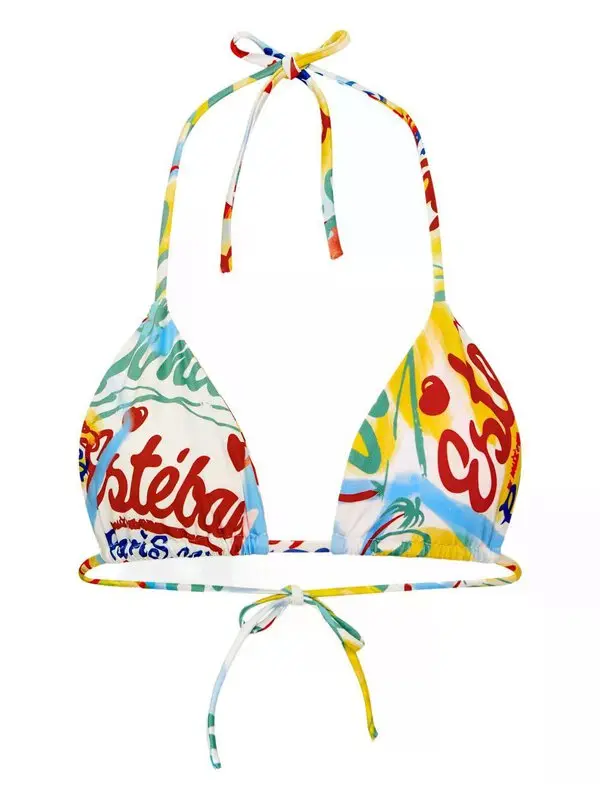 DONDE ESTEBAN Bazurto Printed Bikini Top - White