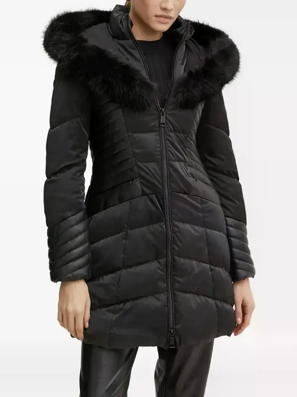 Guess Quilted Hooded Jacket With Faux-fur Trim
