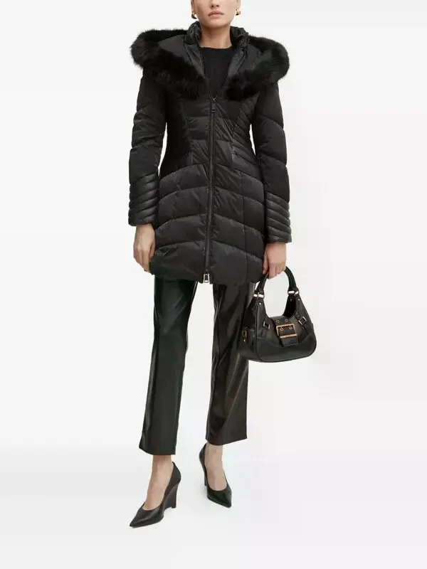 Guess Quilted Hooded Jacket With Faux-fur Trim