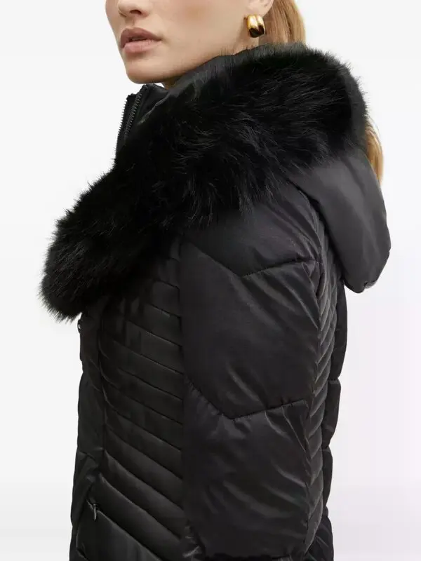 Guess Quilted Hooded Jacket With Faux-fur Trim