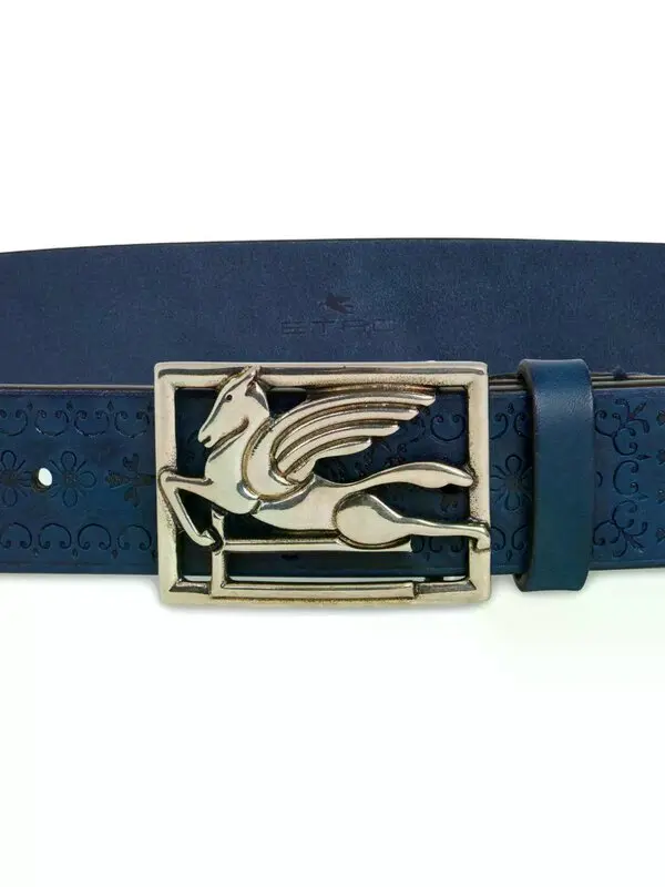 Etro Pegaso-buckle Leather Belt - Blue