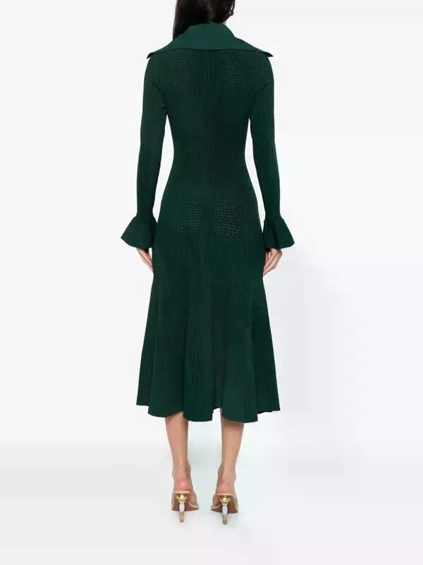 SELF-PORTRAIT Collared Knitted Midi Dress