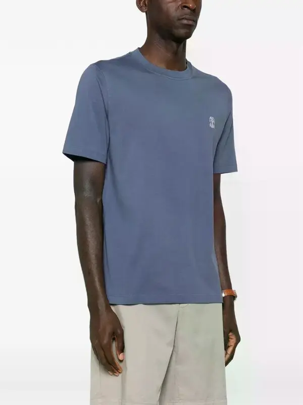 Brunello Cucinelli Jersey T-shirt With Logo - Blue