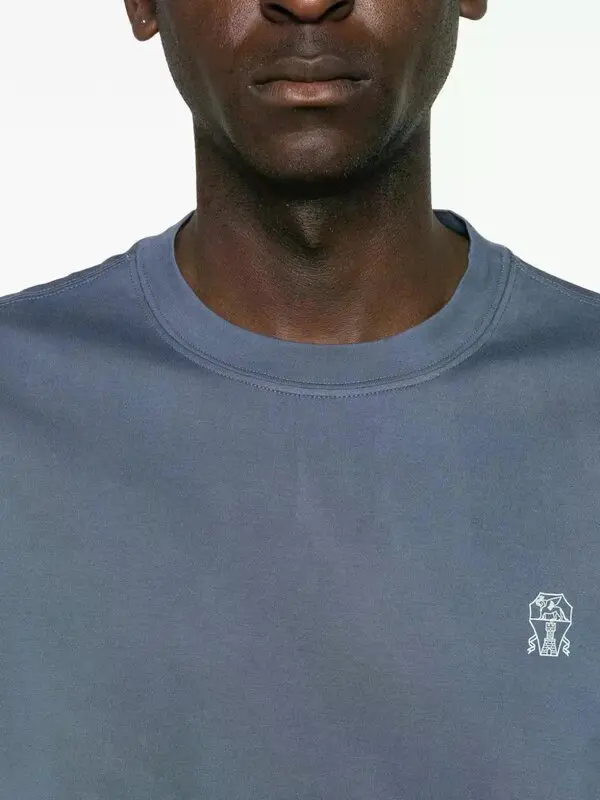 Brunello Cucinelli Jersey T-shirt With Logo - Blue