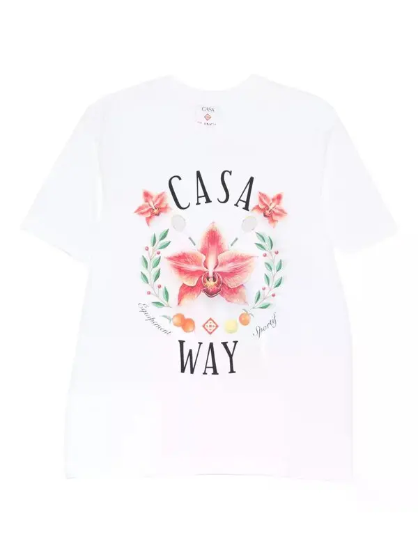 Casablanca Casa Way Orchid-graphic T-shirt - White