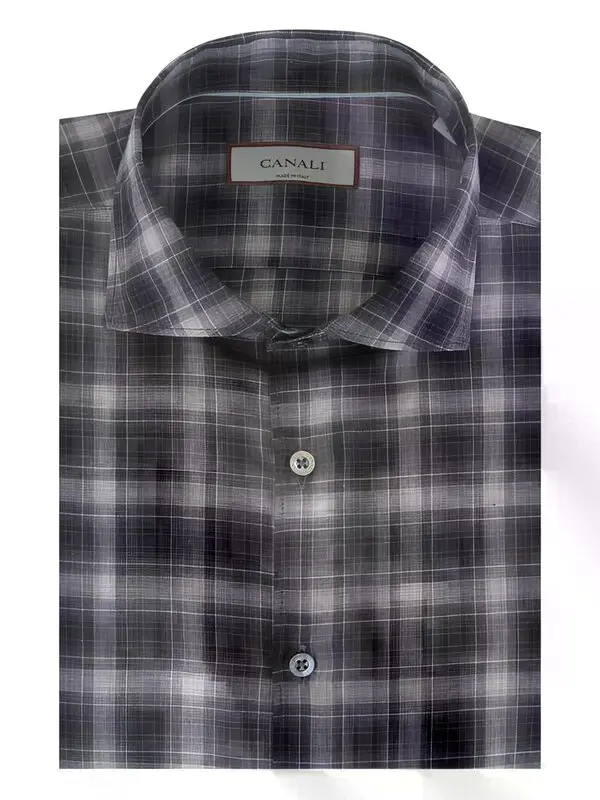Canali Plaid Button Shirt - Grey