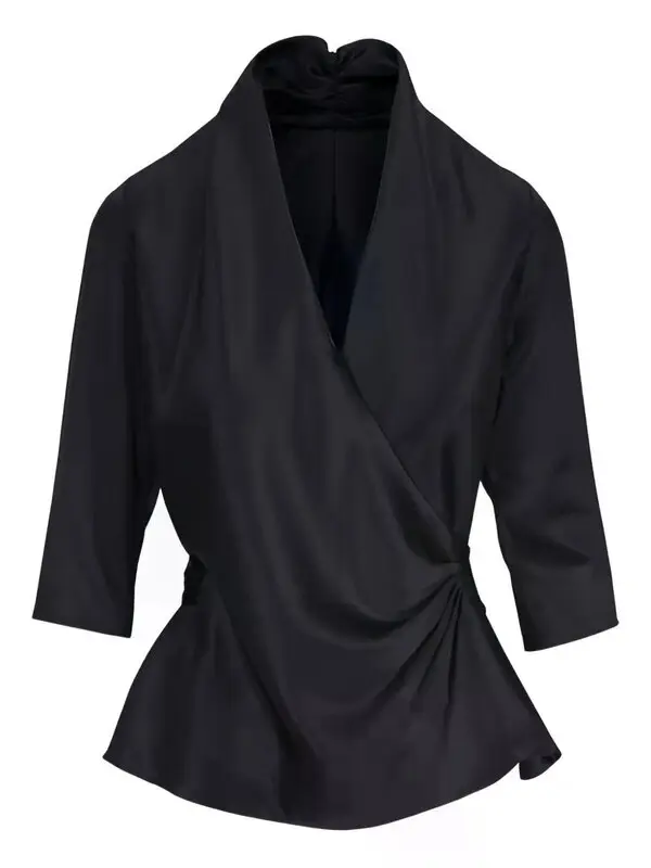 PETER COHEN Belted Silk Blouse - Black