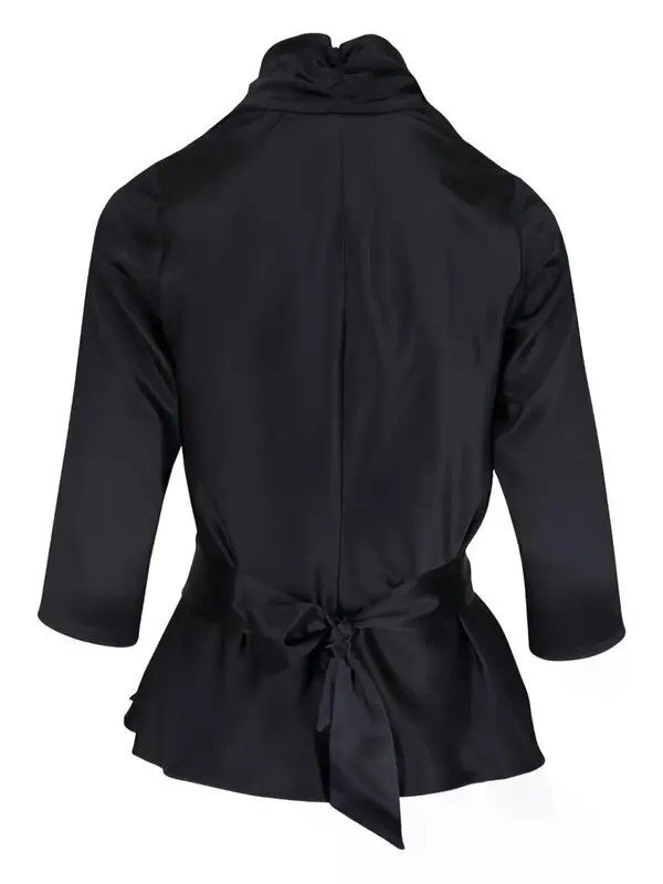 PETER COHEN Belted Silk Blouse - Black