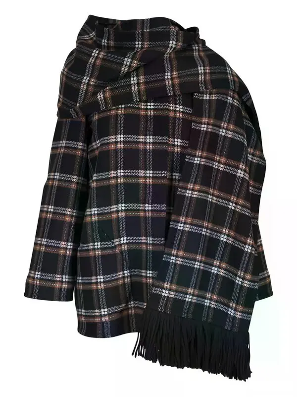 Akris Plaid Fringed Coat