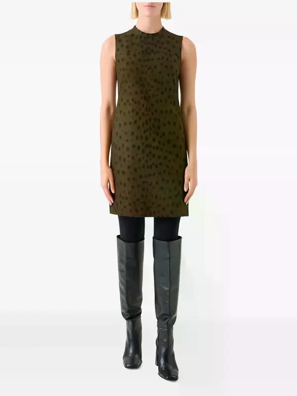 Akris Leopard-Print Sleeveless Mini Dress In Green - 50% Off | Editorialist