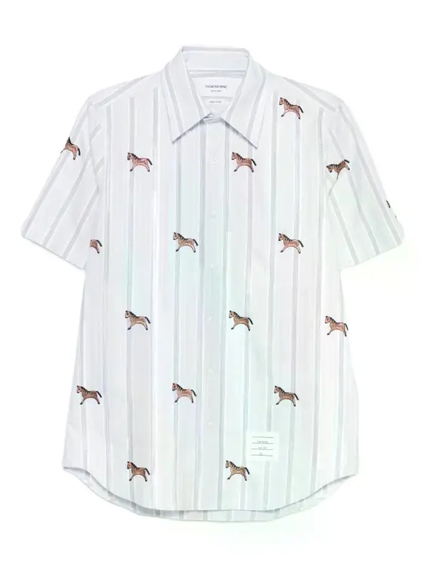 Thom Browne Horse Print Striped Shirt