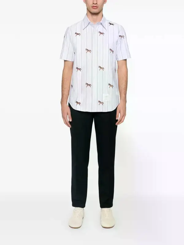 Thom Browne Horse Print Striped Shirt