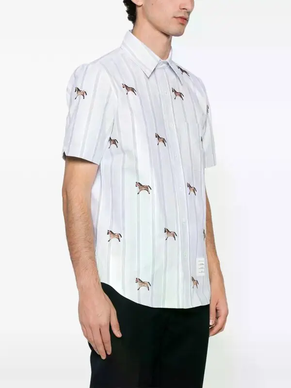 Thom Browne Horse Print Striped Shirt