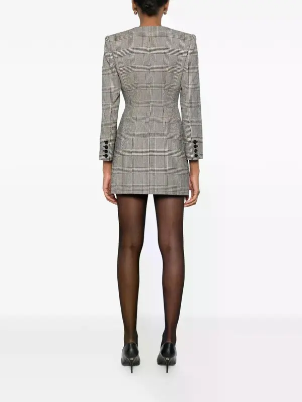 SELF-PORTRAIT Check Button Mini Dress