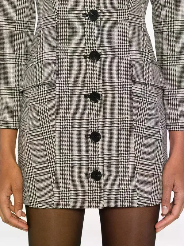 SELF-PORTRAIT Check Button Mini Dress