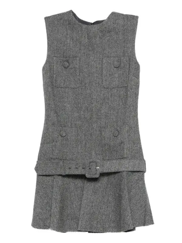 SELF-PORTRAIT Herringbone Buckled Mini Dress