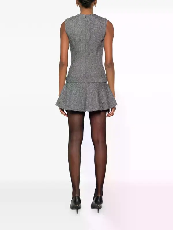 SELF-PORTRAIT Herringbone Buckled Mini Dress