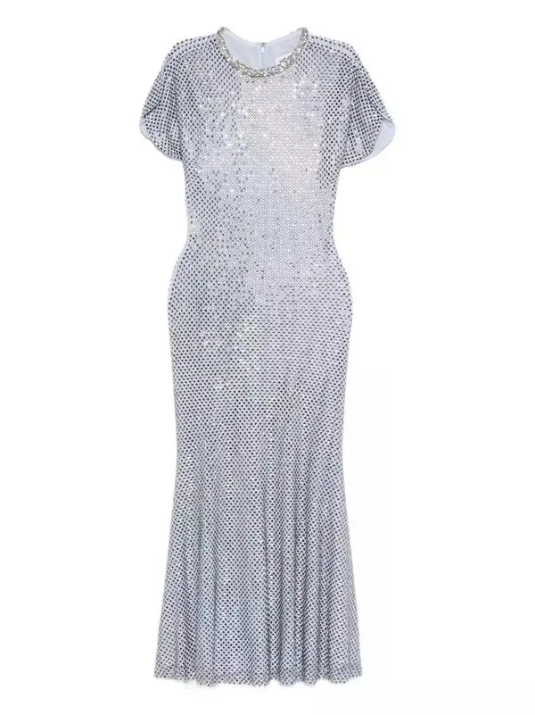 SELF-PORTRAIT Rhinestone Mesh Midi Dress