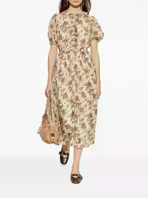 Ulla Johnson Rosamunde Floral Midi Dress - Neutrals