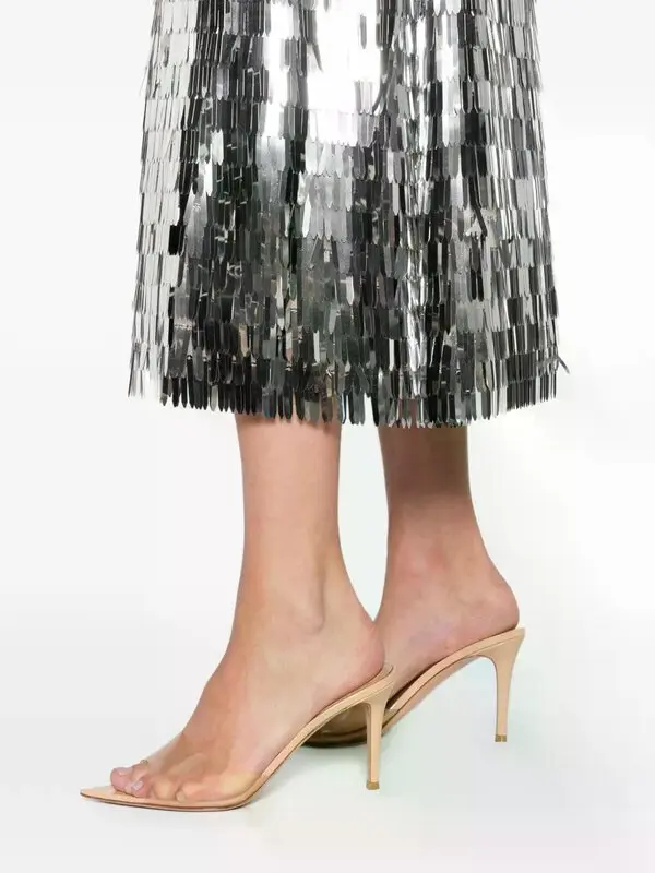 self portrait silver sequin midi dress Self-Portrait Sequinned Midi Dress
