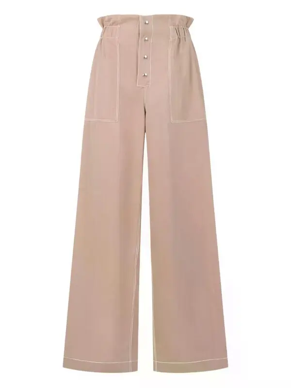 Marni Gabardine Trousers With Embossed Leather Patch