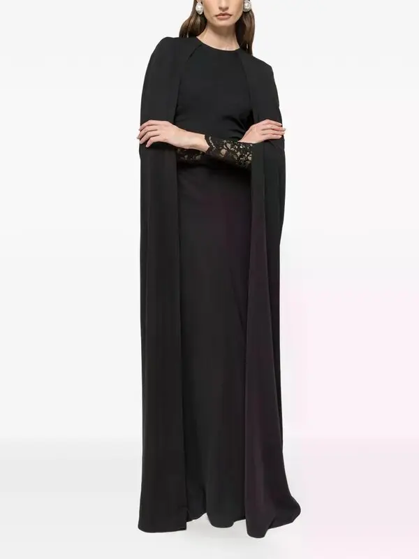 NISSA Lace Cape Maxi Dress