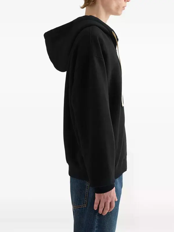 JIL SANDER Embroidered Zip-up Hoodie - Black