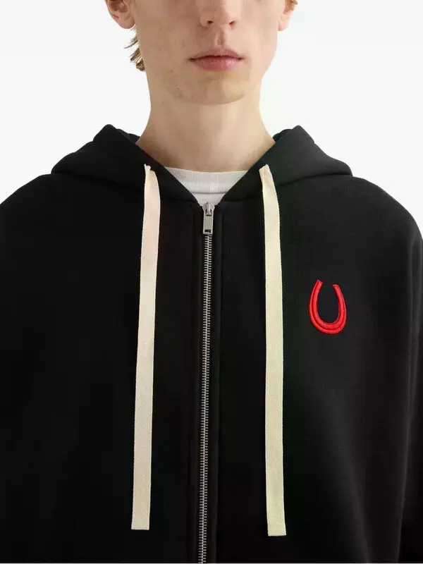 JIL SANDER Embroidered Zip-up Hoodie - Black