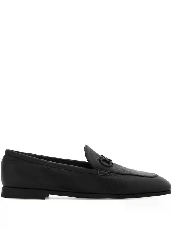 FERRAGAMO Gancini Almond-toe Loafers - Black
