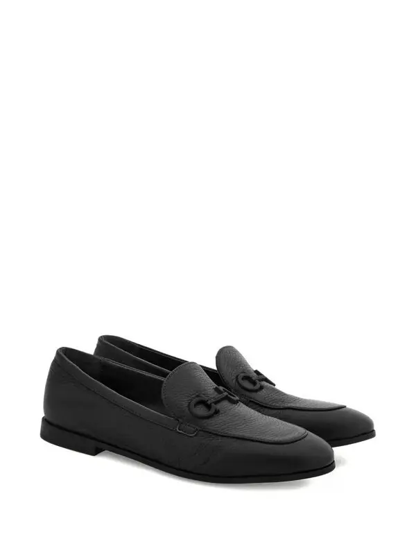 FERRAGAMO Gancini Almond-toe Loafers - Black