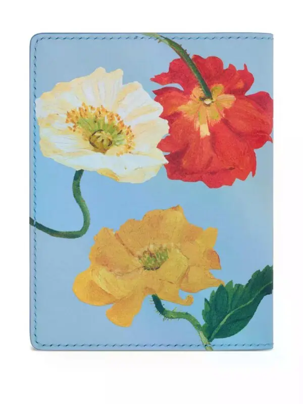 Oscar De La Renta Poppy-printed Passport Cover - Blue